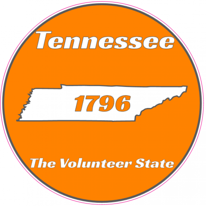 Tennessee The Volunteer State Orange Circle Decal - U.S. Custom Stickers