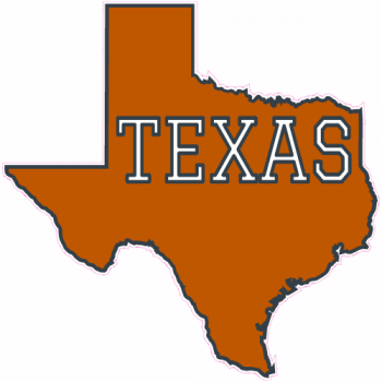 Texas Burnt Orange State Shaped Sticker - U.S. Custom Stickers