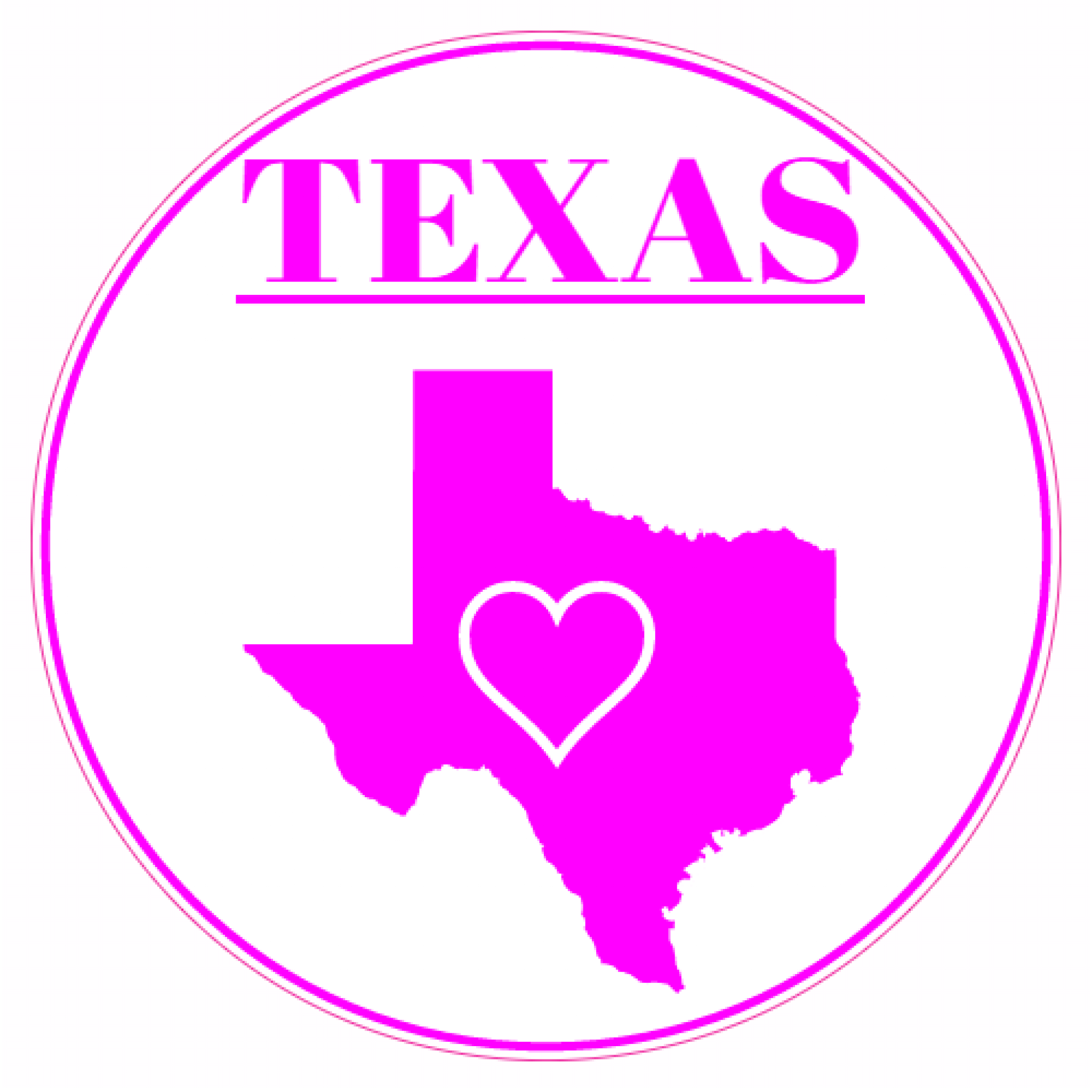 Texas Heart I Love Texas Circle Decal - U.S. Custom Stickers