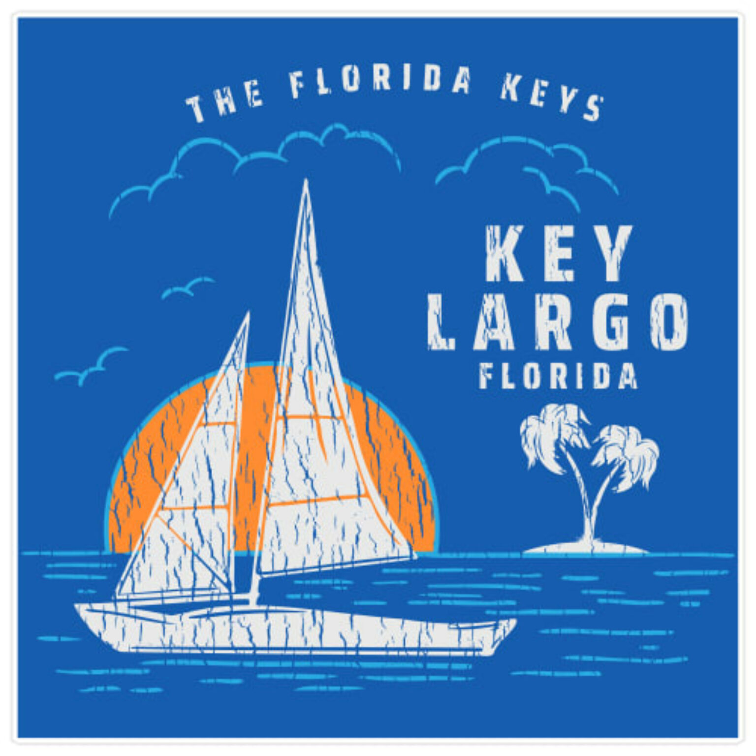 Key Largo Florida Sailing Sticker - State Stickers>Florida Stickers